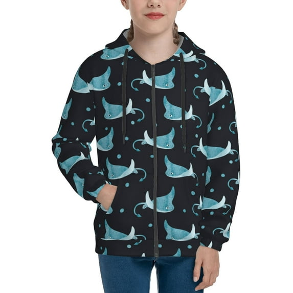 Hoodies for Teen Girls Boys - cute blue stingray polka dots Warm Boys ...