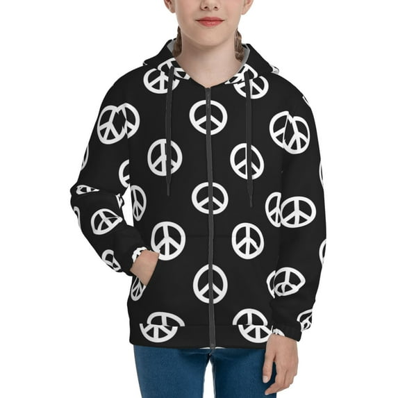 Hoodies for Teen Girls Boys, peace sign boho style black Long Sleeve ...
