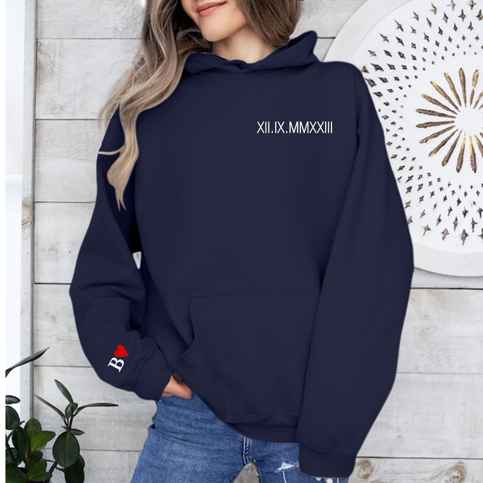 Hoodies for Women Clearance!Chuancc Custom Embroidered Roman Numeral ...