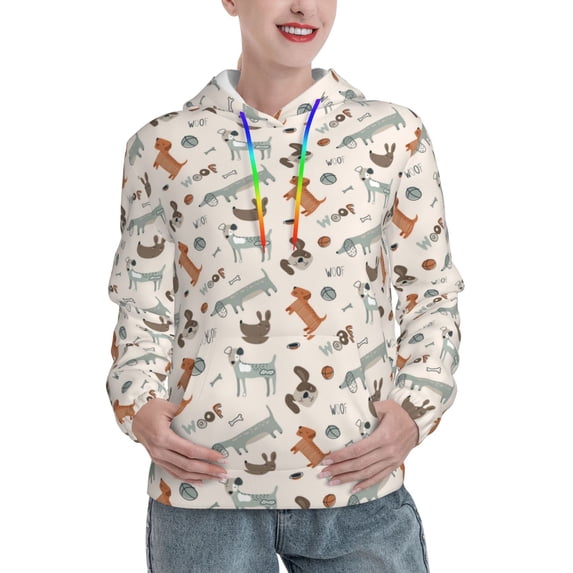 Hoodies for Women - Dog ball bird woof Comfrt Colour Drawstring Women'S ...