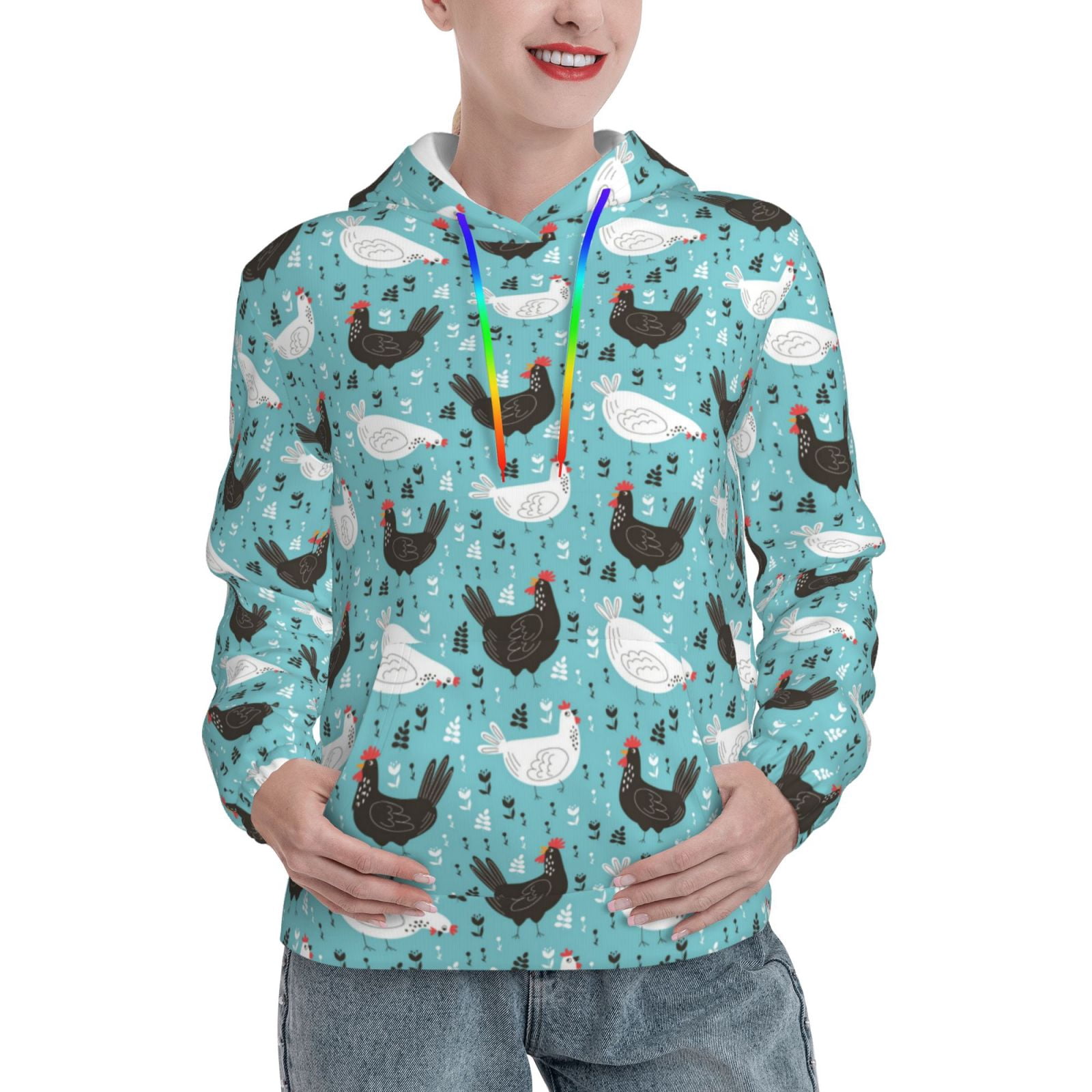 Hoodies for Women - Lovely Roosters Comfrt Colour Drawstring Women'S ...