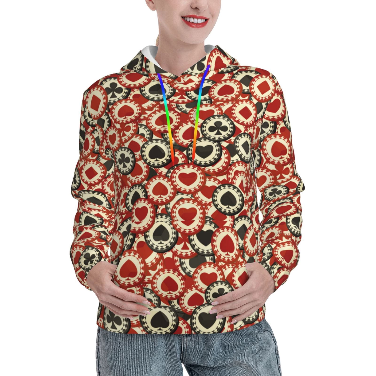 Hoodies for Women - Poker Chips Comfrt Colour Drawstring Women'S ...