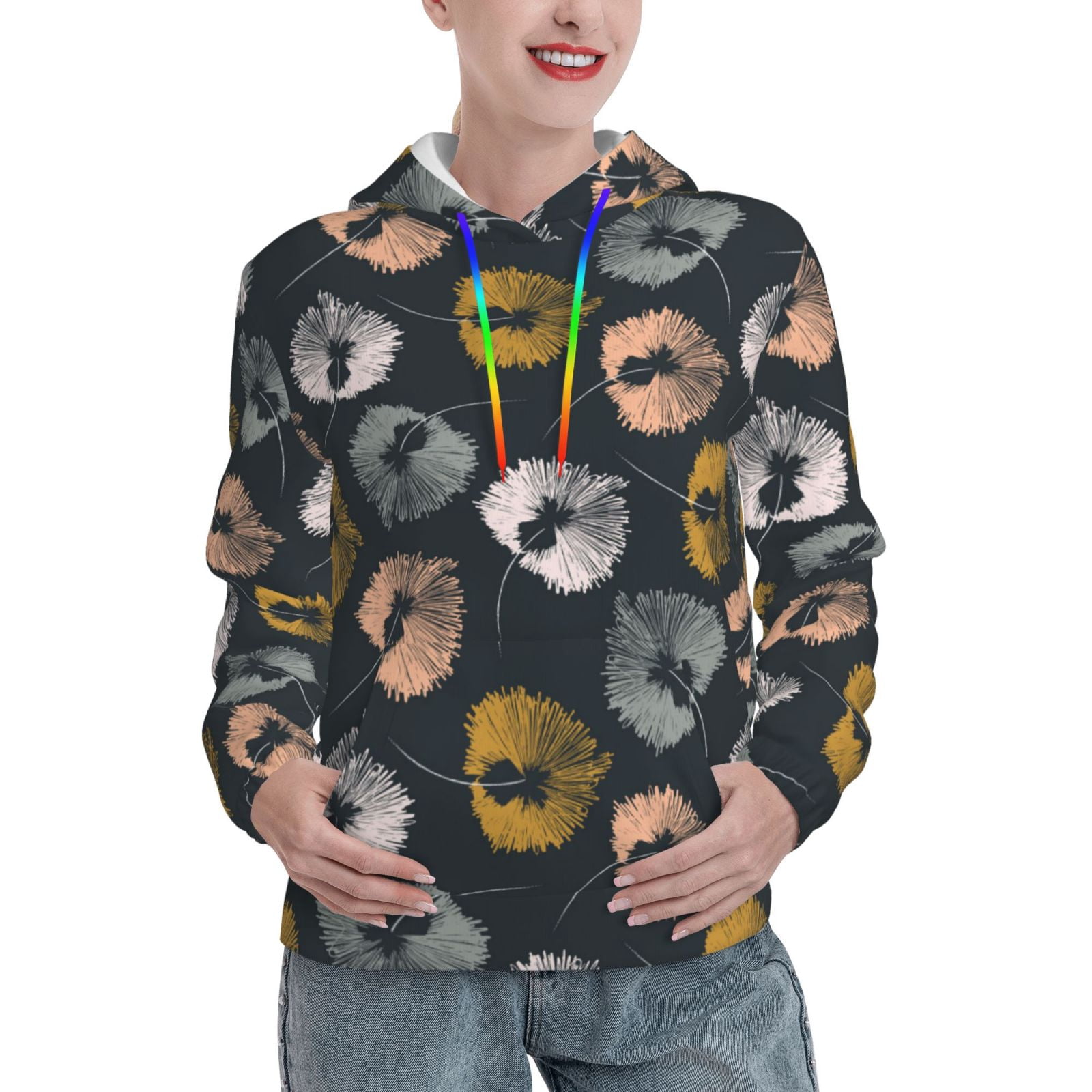 Hoodies for Women - abstract leaves Comfrt Colour Drawstring Women'S ...