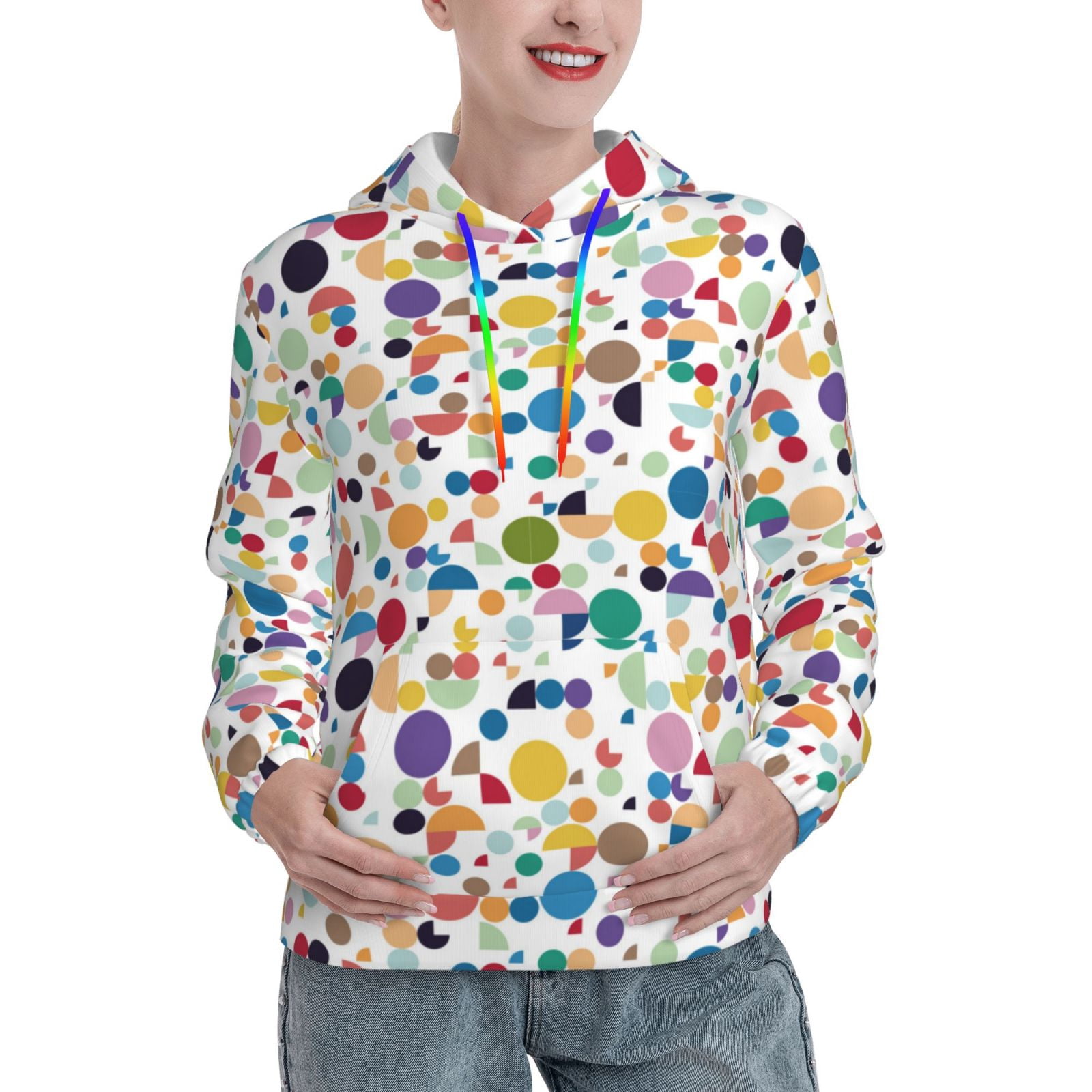 Hoodies for Women - colorful spots Comfrt Colour Drawstring Women'S ...