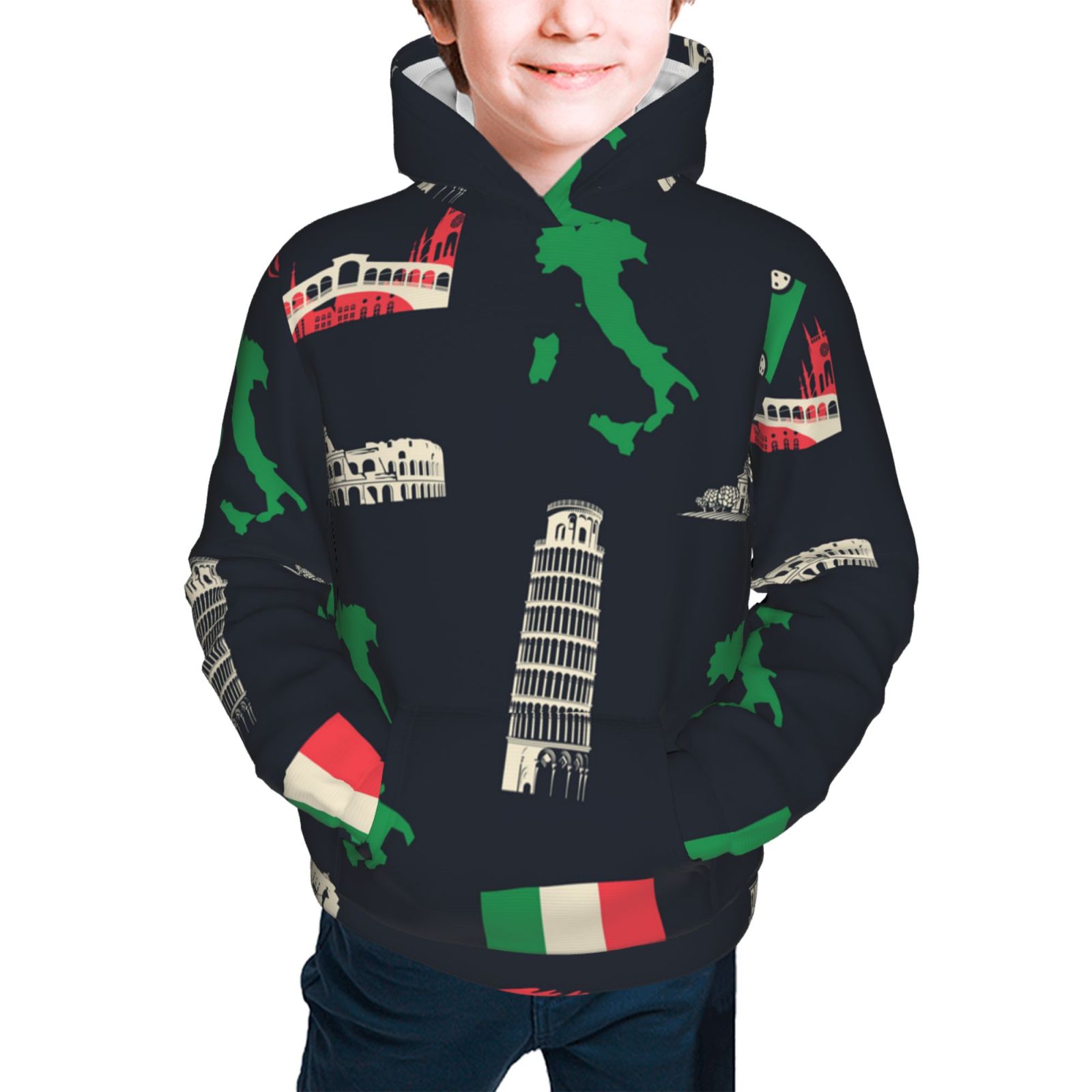 Hoodies for Boys Girls Sweashirts Youth Teen Hoodie, Italy Flag Map ...
