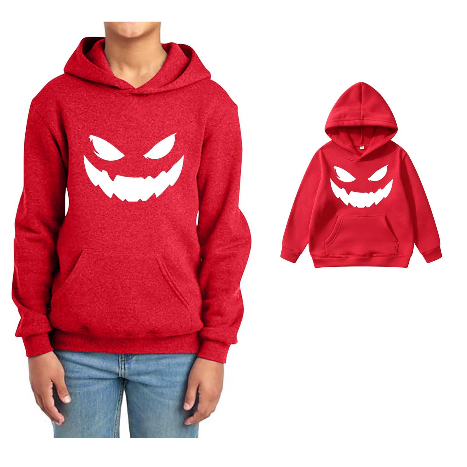 Hoodies for Girls Kids Ghost Face Red Hoodie Long Sleeve Hooded ...