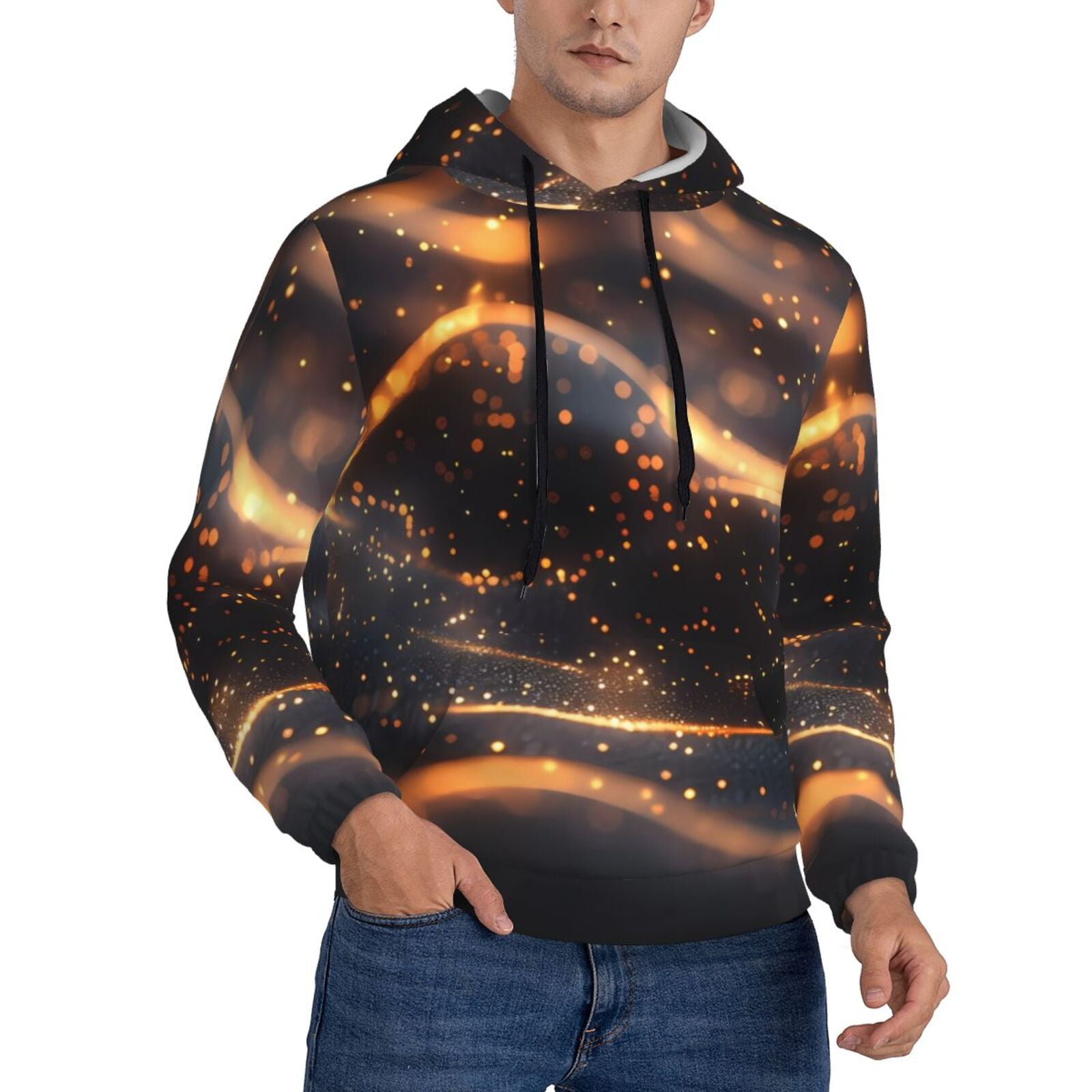 Hoodies for Men Abstract Glowing Wave Pattern Long Sleeve Casual ...