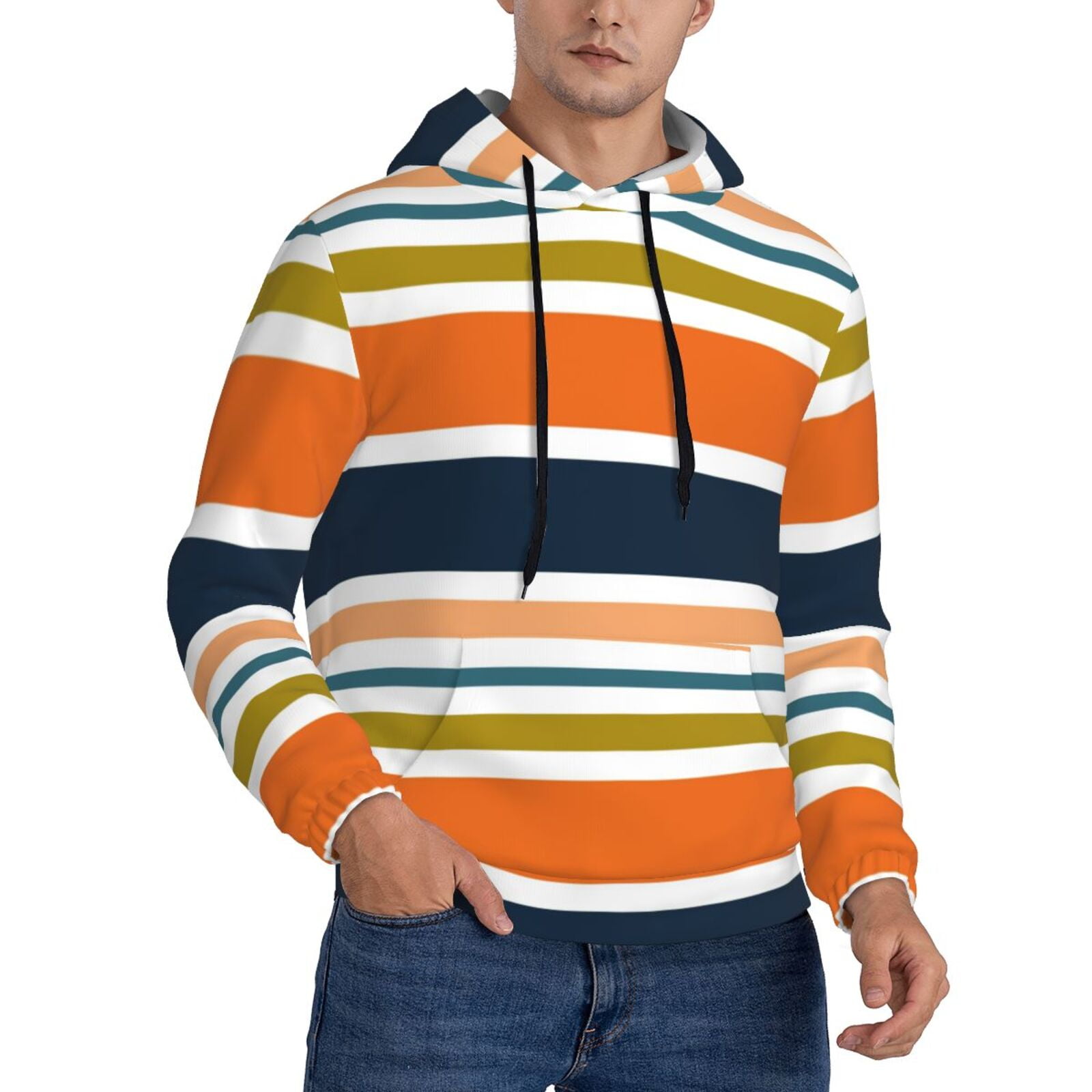Hoodies for Men Colorful Pastel Stripes Long Sleeve Casual Sweatshirt ...