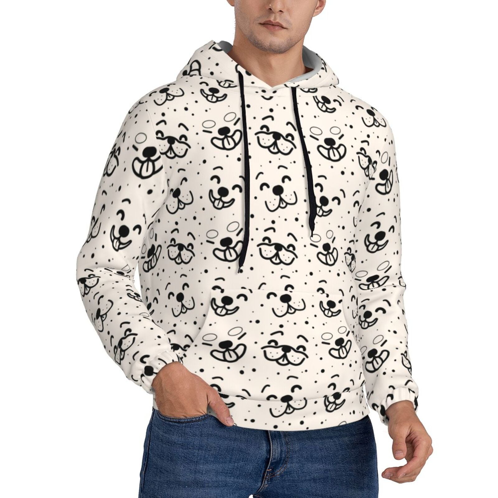 Hoodies for Men DOGS FACE Long Sleeve Casual Sweatshirt with Pocket ...