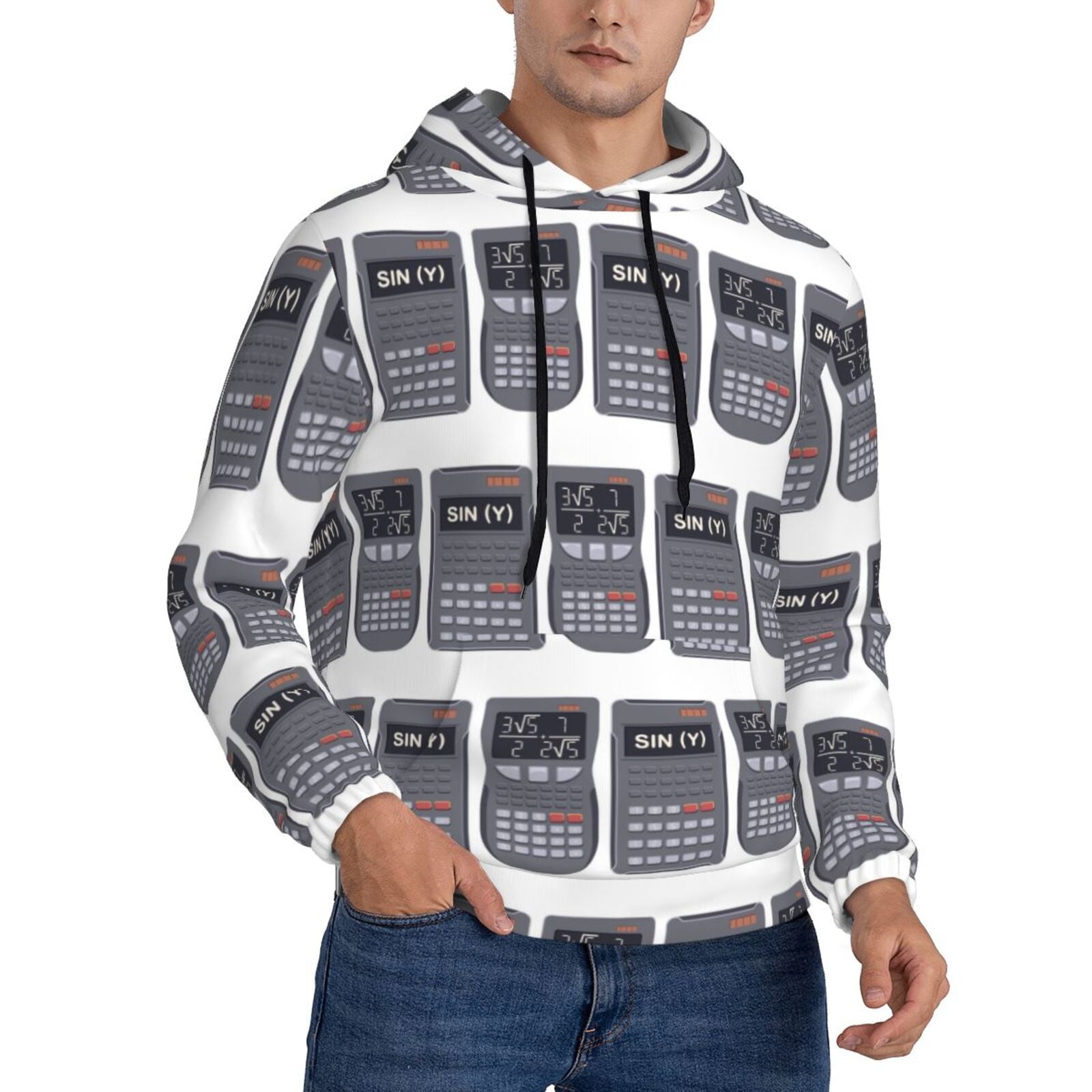 Hoodies for Men Math calculator equation Prin Long Sleeve Casual ...