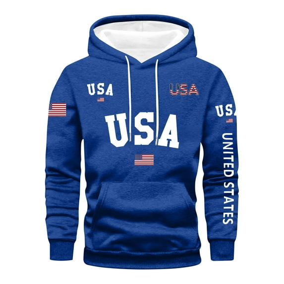 Hoodies for Men USA Flag Letter Graphic Hoodie Sweatshirts Long Sleeve ...