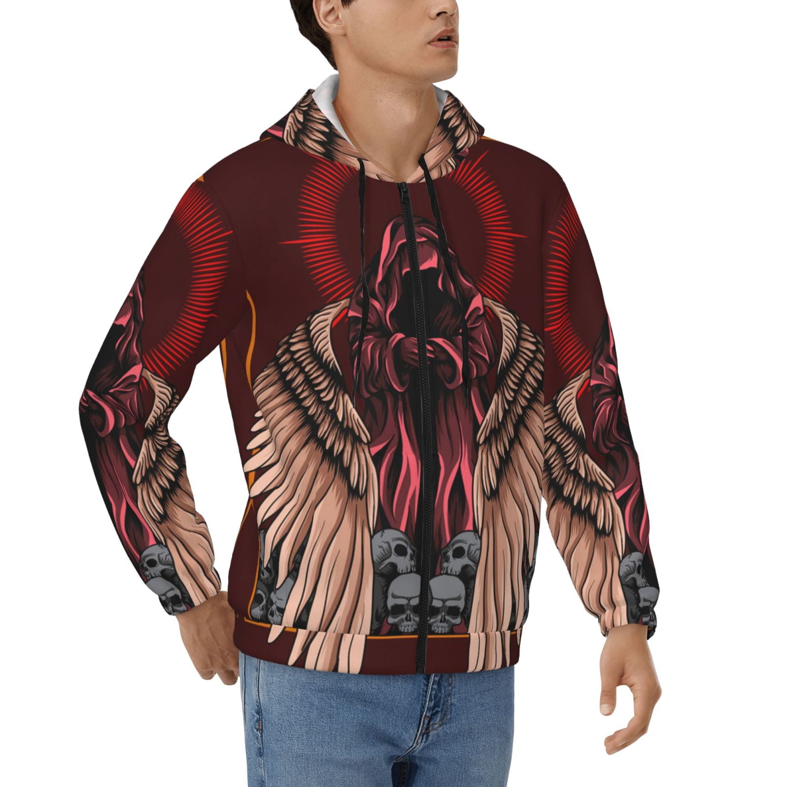 Hoodies for Men Zip Up Sweashirts Jacket Coat Hoodie, Dark Angel With ...