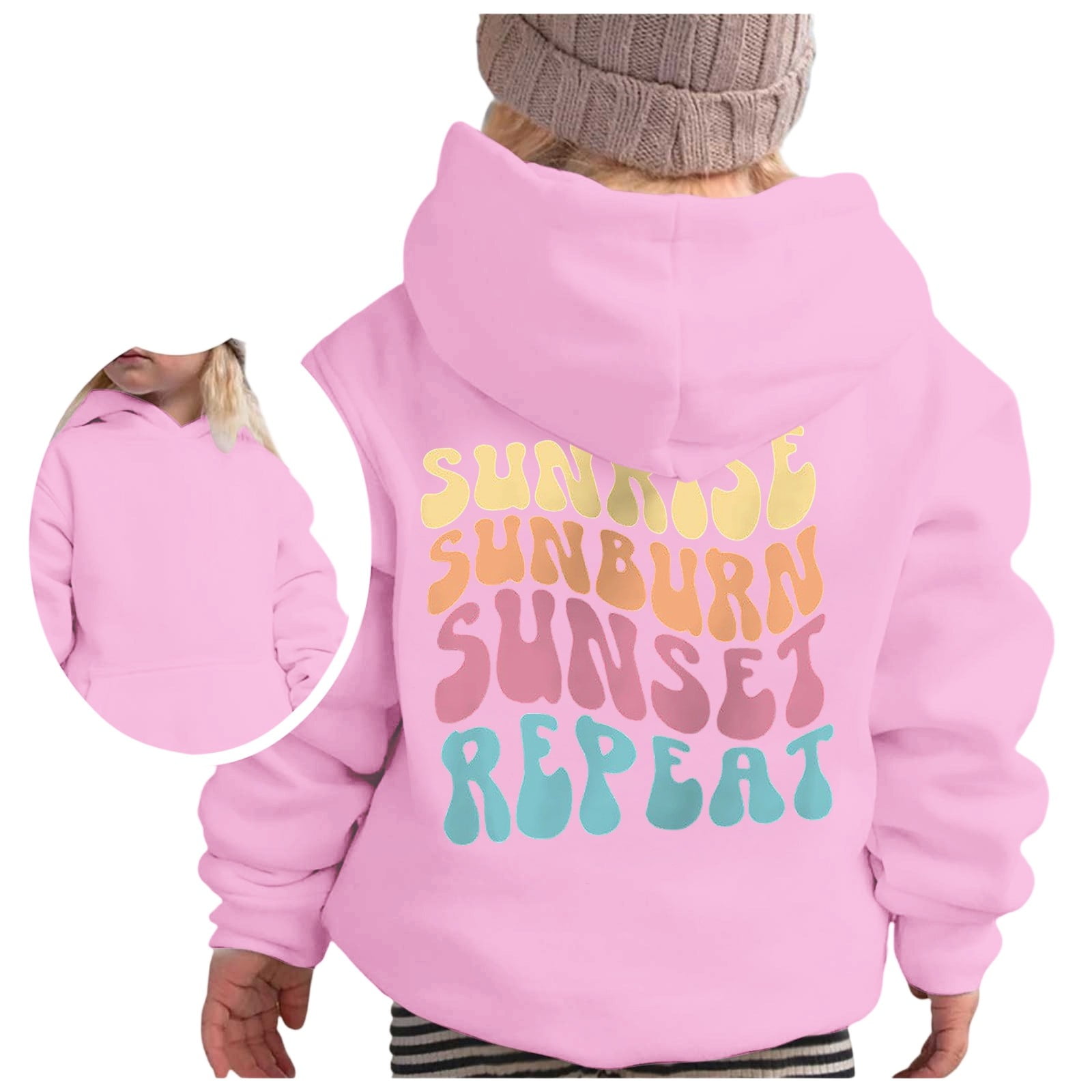 Hoodies for Teen Girls Round Neck Cropped Hoodie Basic Graphic Print ...