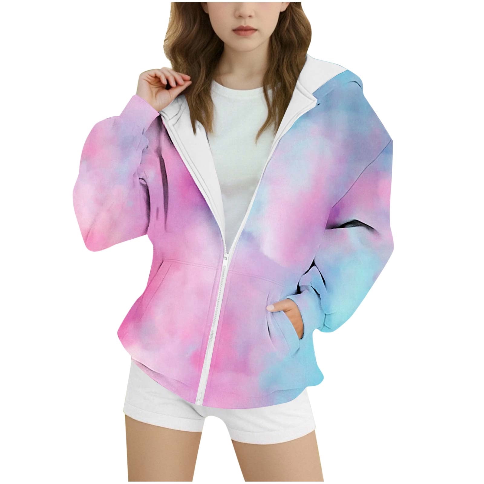 Hoodies for Teen Girls Trendy Oversized Sweatshirts Cute Gradient Print ...