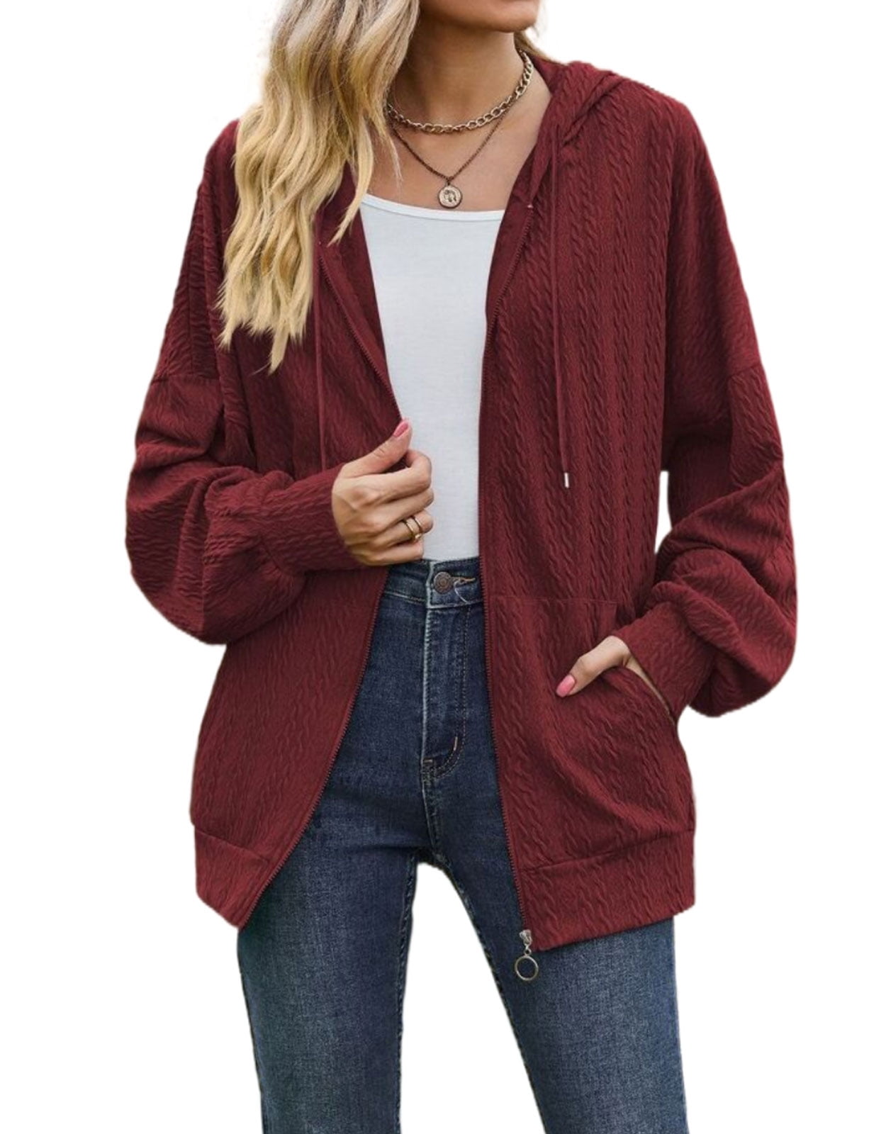 Hoodies for Women Full Zip Up Hoodie Y2K Long Sleeve Hooded Sweatshirts with Pocket Alsol Lamesa ...