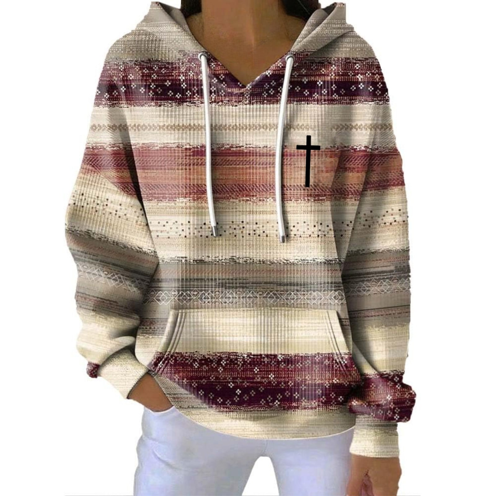 Hoodies for Women Hoodie Autumn And Winter New Hooded Checkered Digital ...