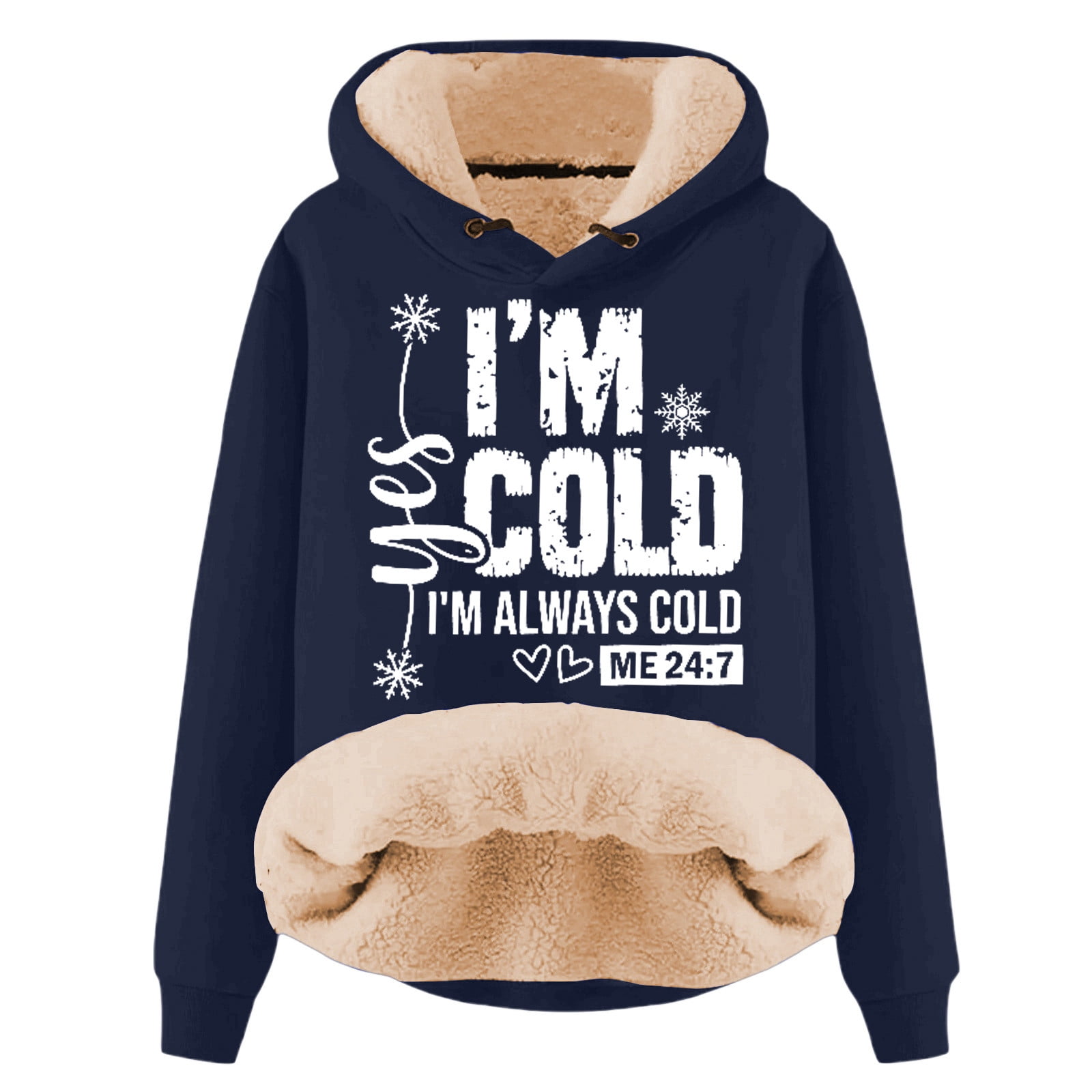 Hoodies for Women Yes I'm Cold Print Lined Long Sleeve Sweatshirt Fall ...