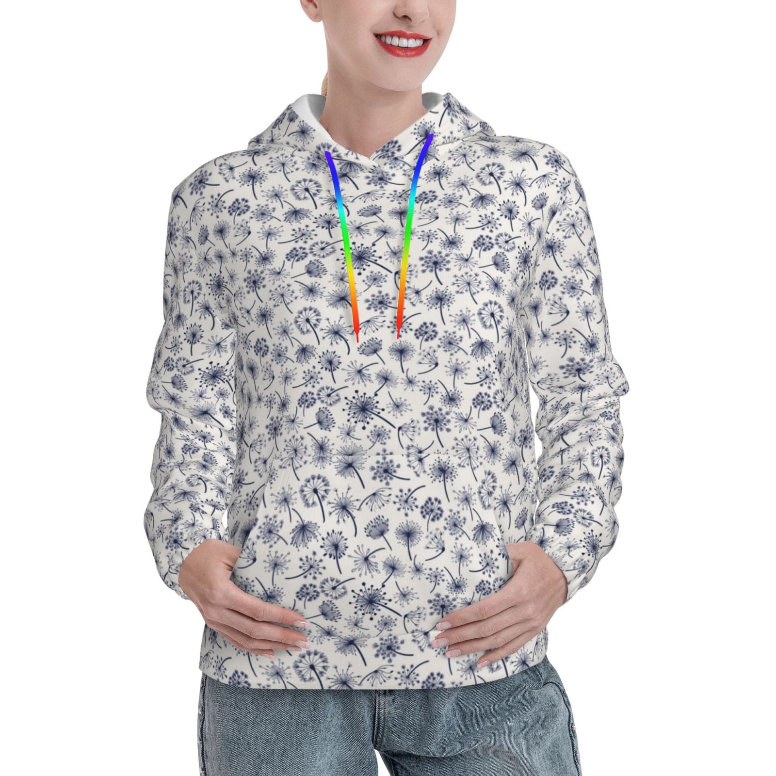 Hoodies for Women cute dandelion Drawstring Sweatshirt with Pocket ...