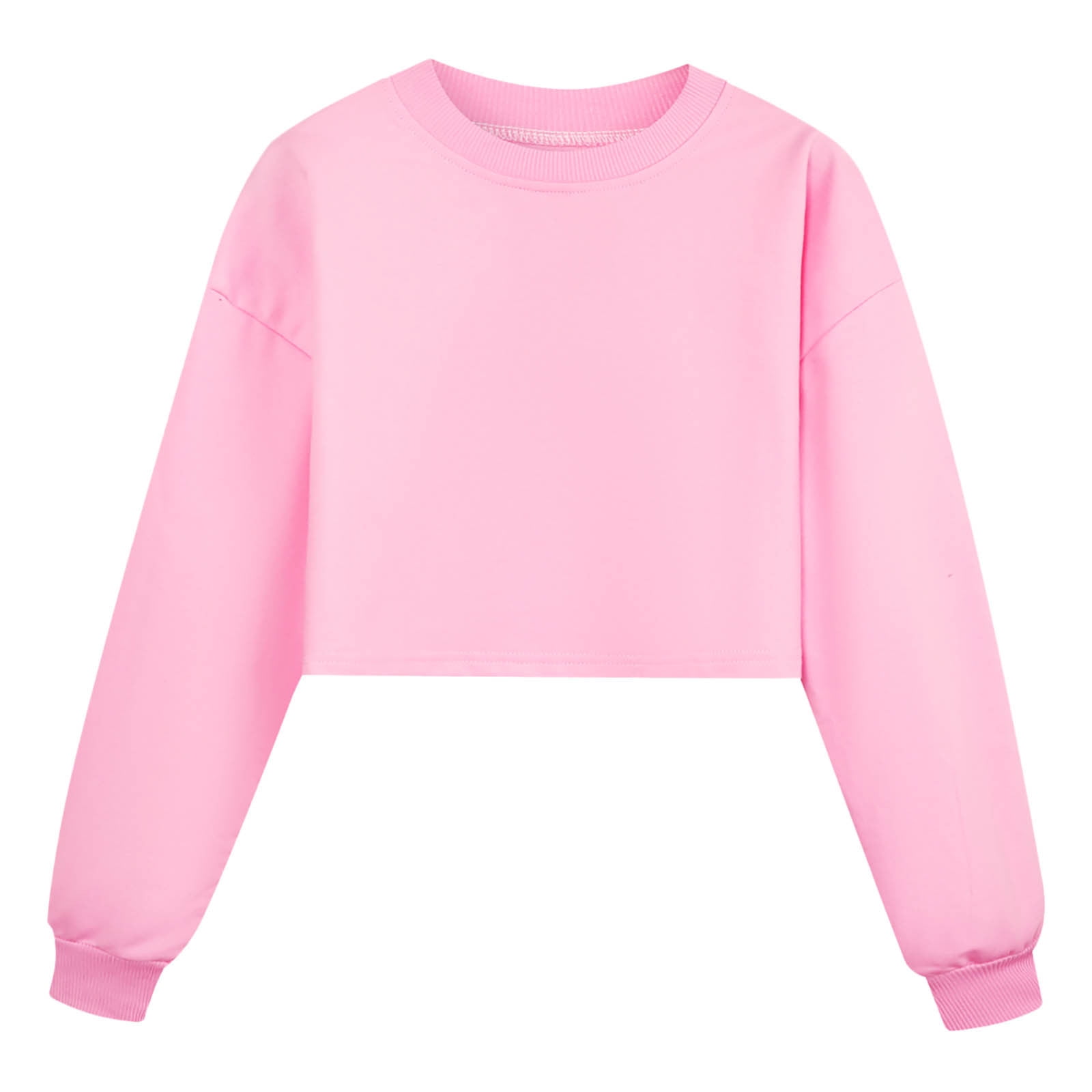 Hoodless Sweatshirt Girls Kids Boys Girls Child Long Sleeve Solid Sport ...