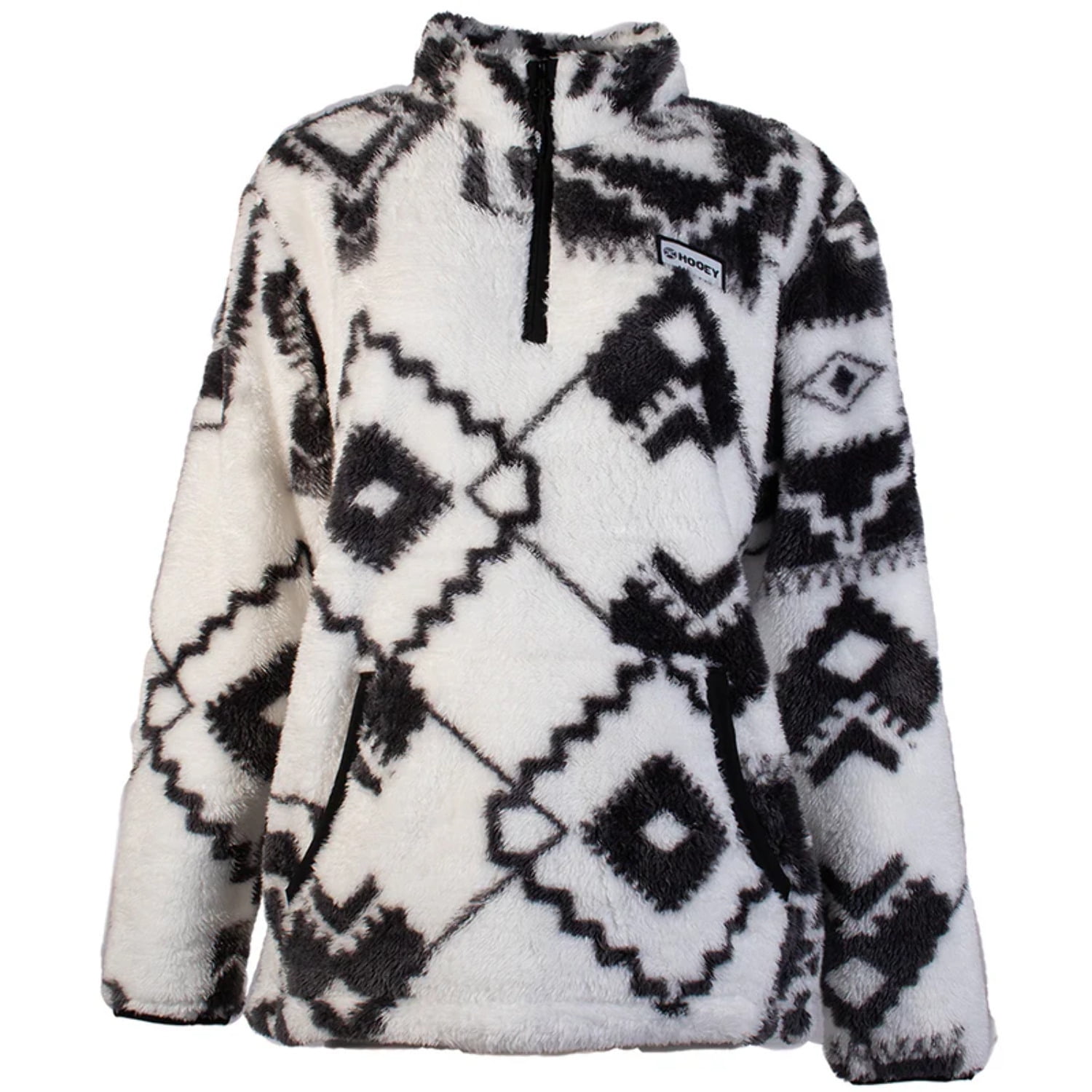 Hooey Ladies White Black Aztec Print Fleece Pullover HFP016WHBK ...