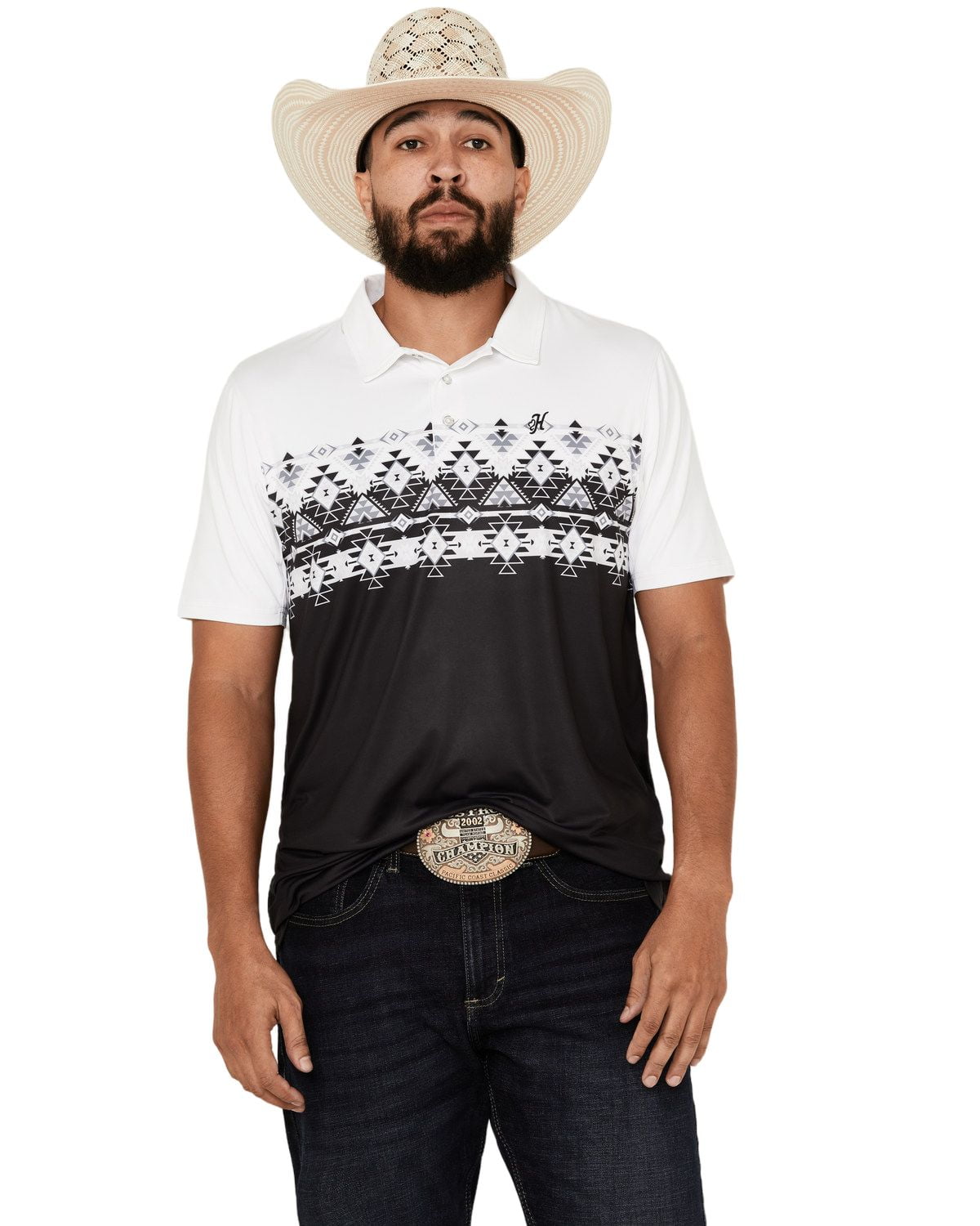 Hooey Men's The Weekender Aztec Black White Polo Shirt HP024BKWH ...