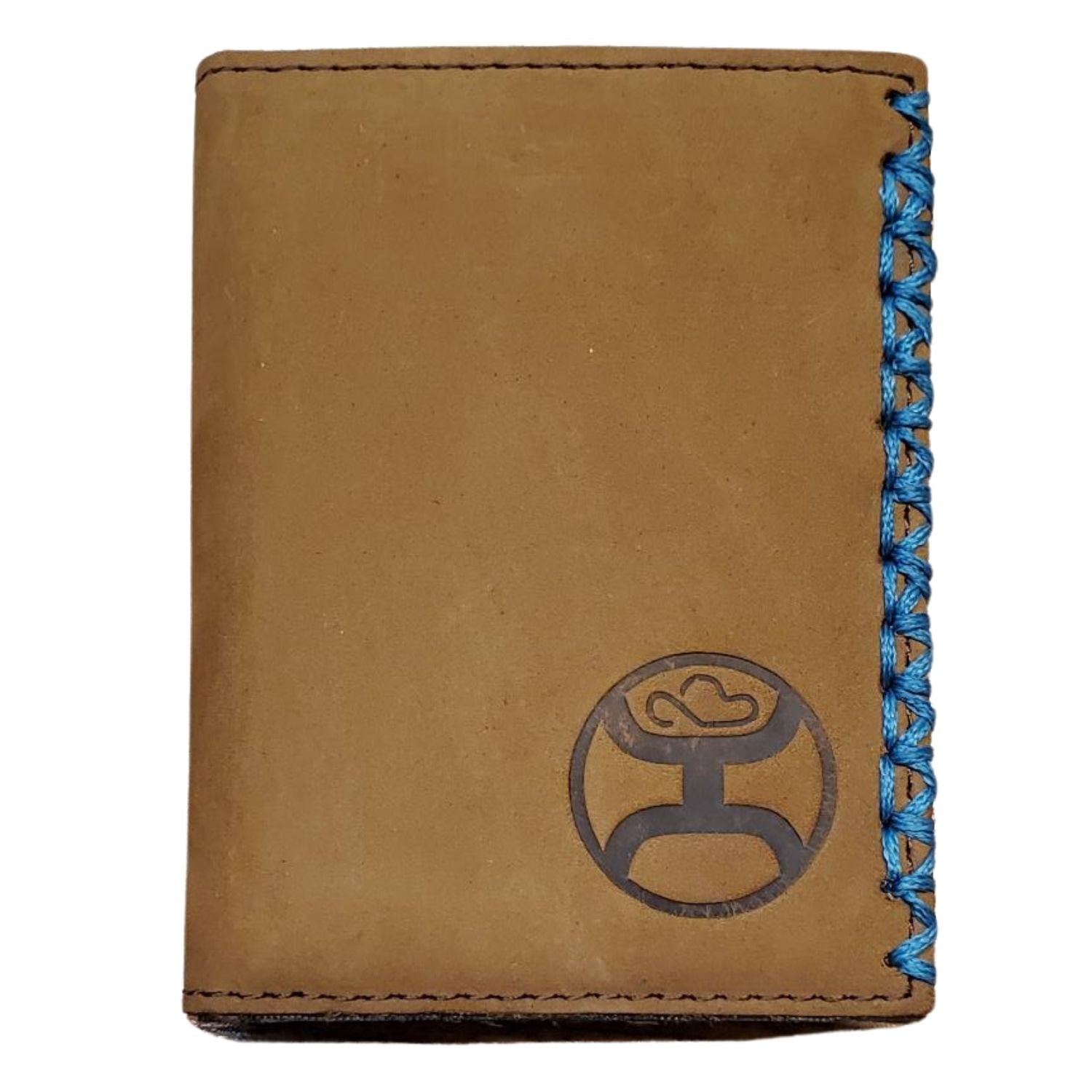Hooey Mens Blue Lace Edge Small Leather Bifold Wallet (Dark Tan ...