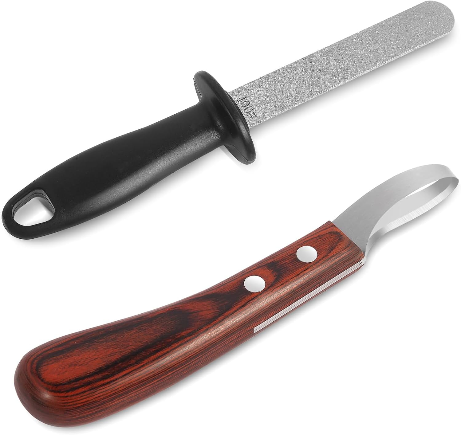 Hoof Knife with Sharpener,Farrier Tool Kit,Double Edged Hoof Trimming ...