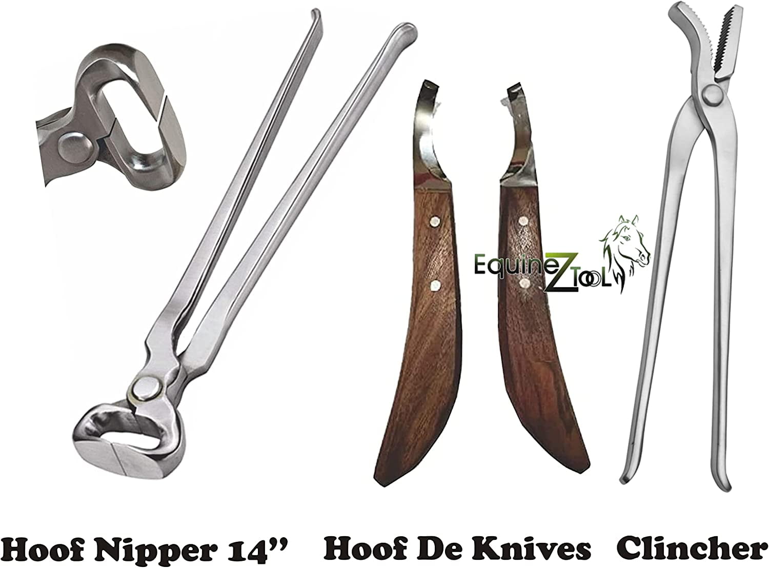 Hoof Nipper 14" with Horse Shoe Care Hoof Nail Clincher & Farrier Hoof Knives Set - Walmart.com