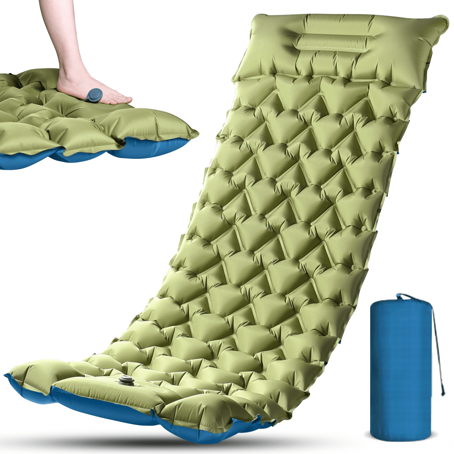 Hoofun Camping Sleeping Pad, Ultralight Camping Mat with Pillow Built ...