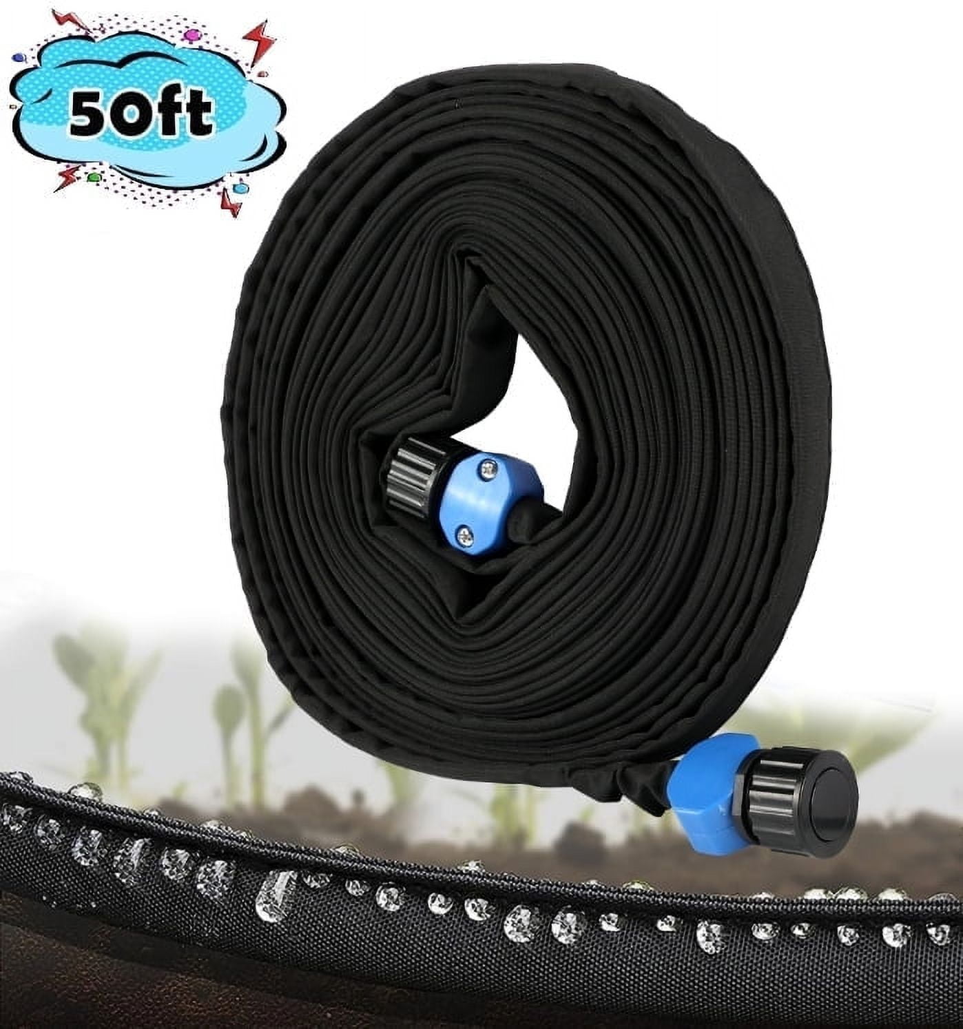 Hoofun Flat Soaker Hose 50 ft for Garden Beds, 50ft 1/2" Linkable ...