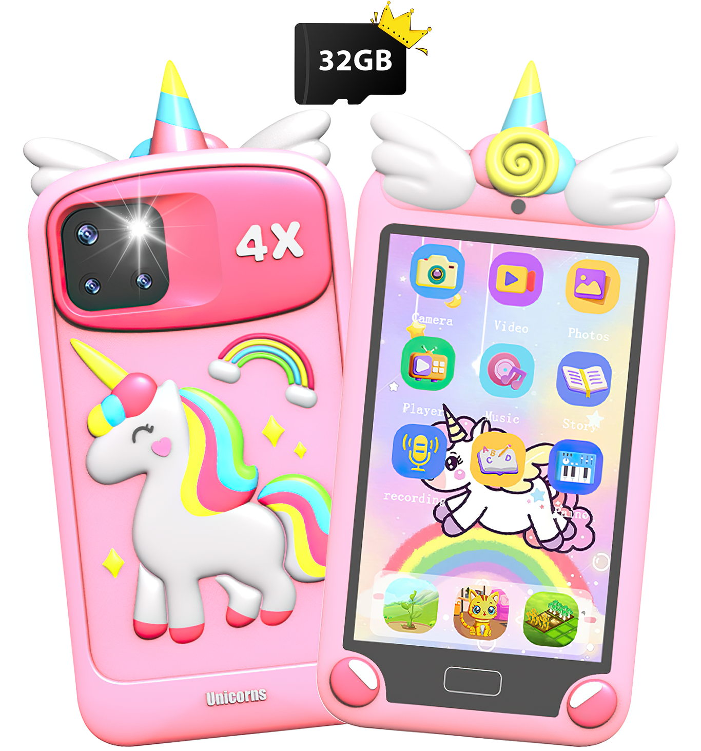 Merryhome Kids Smart Phone for Girls with 4.0" Large Touchscreen, 32G ...