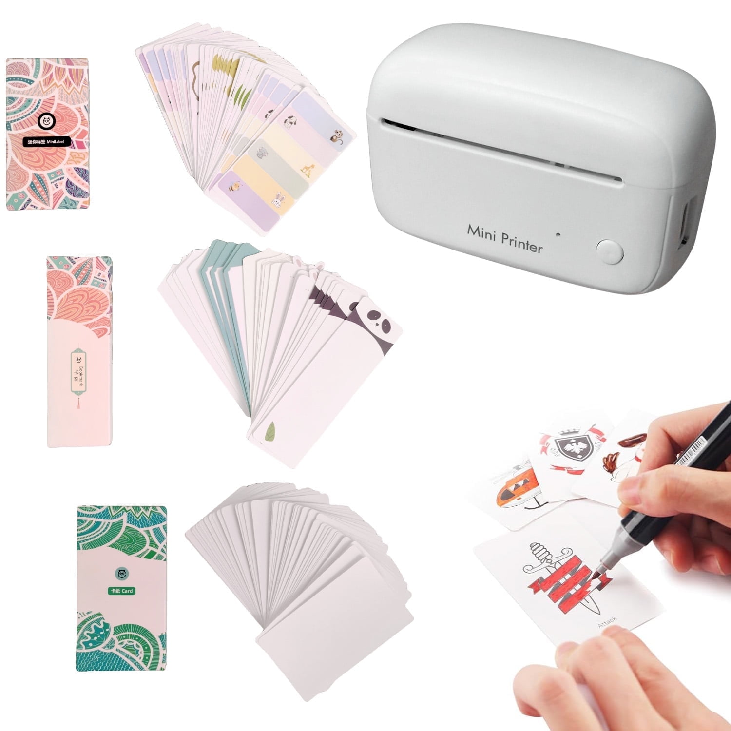 Hoofun Portable Thermal Mini Sticker Card Printer, Pocket Wireless ...