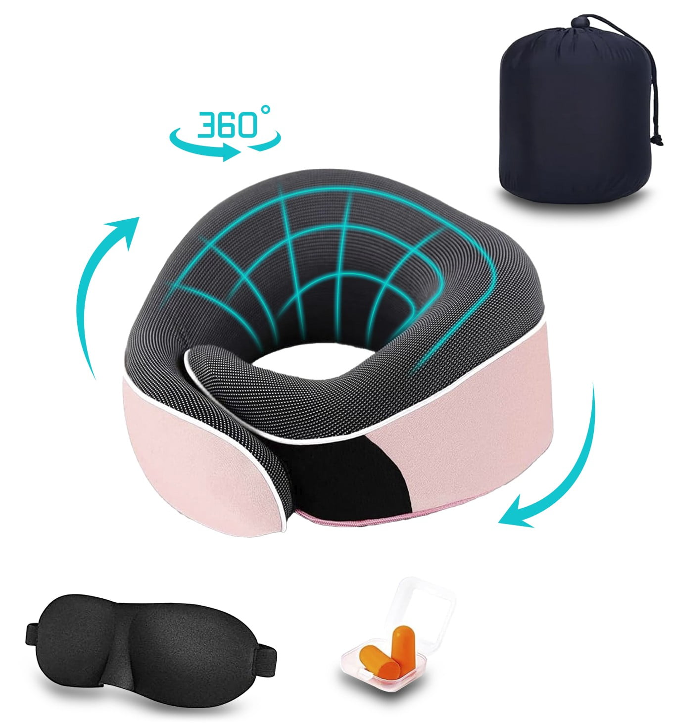 Hoofun Travel Pillow, Memory Foam Travel Neck Pillow, Adjustable 360° Ergonomic Support Function ...