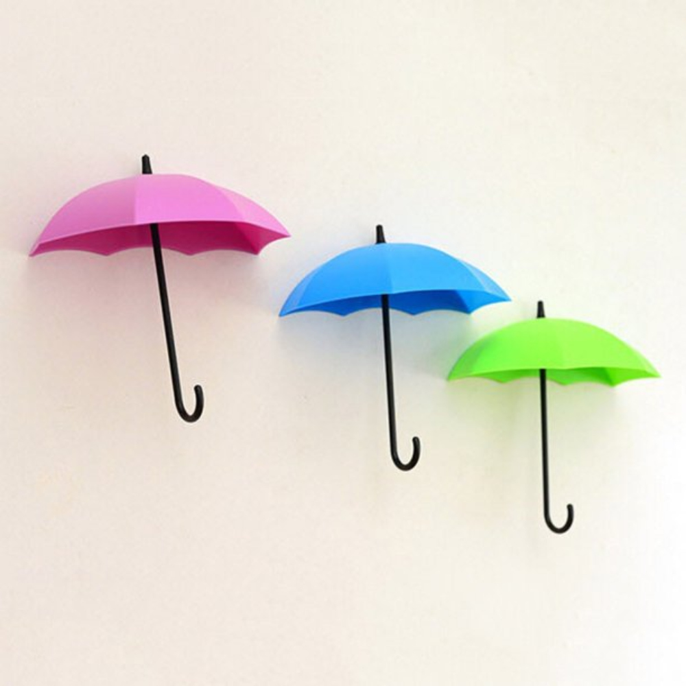 Hook,3Pcs Wall Rack Umbrella Shape Eco-friendly ABS Key Holder Hanger ...
