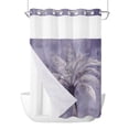 No Hook Cloth Fabric Shower Curtain with Snap in Liner, Purple Palm ...