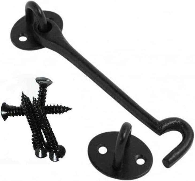Hook and Eye Latch Gate Bolt Gate Hook Lock,Latch Black Cabin Metal ...