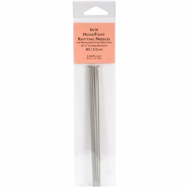 Hook/Point Knitting Needles 6" Coated Aluminum 5/Pkg-#0/2.0mm, Pk 1 ...