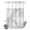 No Hook Shower Curtain with Built-in Rings - Blue Coastal Ocean Beach ...