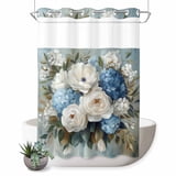 No Hook Shower Curtain with Built-in Rings - Modern Washable Waterproof ...