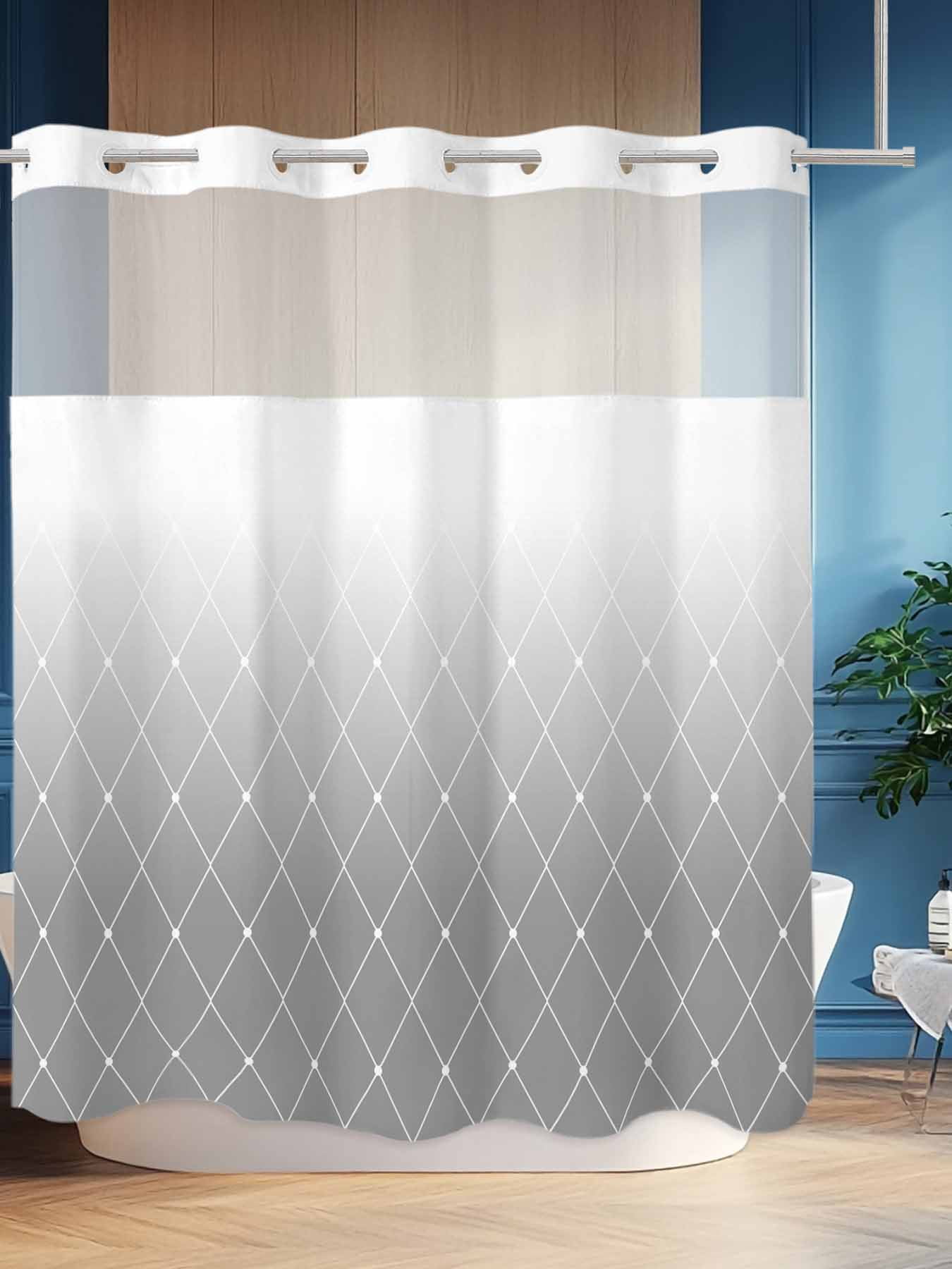 No Hook Shower Curtain Set with Snap in Liner, Country Gray Gradient ...