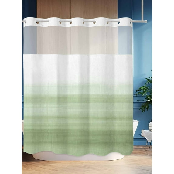 No Hook Shower Curtain Set with Snap in Liner, Country Sage Green ...
