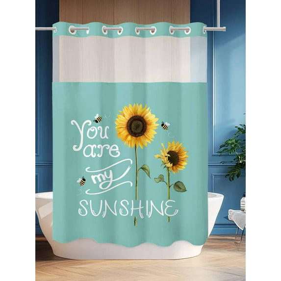 No Hook Shower Curtain Set with Snap in Liner, You Are My Sunshine ...