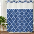 No Hook Shower Curtain with Snap in Fabric Liner Set Moroccan Blue ...