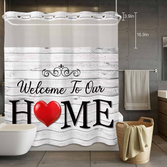No Hook Shower Curtain with Snap in Fabric Liner Set Welcome to Our ...