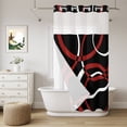 No Hook Shower Curtain with Snap in Liner, Deep Red Black Geometric ...