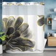 No Hook Shower Curtain with Snap in Liner, Grey Flower Abstract Boho ...