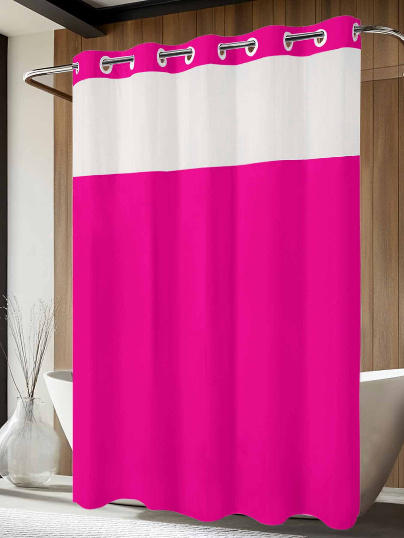 No Hook Shower Curtain with Snap in Liner, Rose Red Watercolor ...