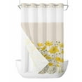 No Hook Shower Curtain with Snap-in Liner, Yellow Daisy Waterproof ...