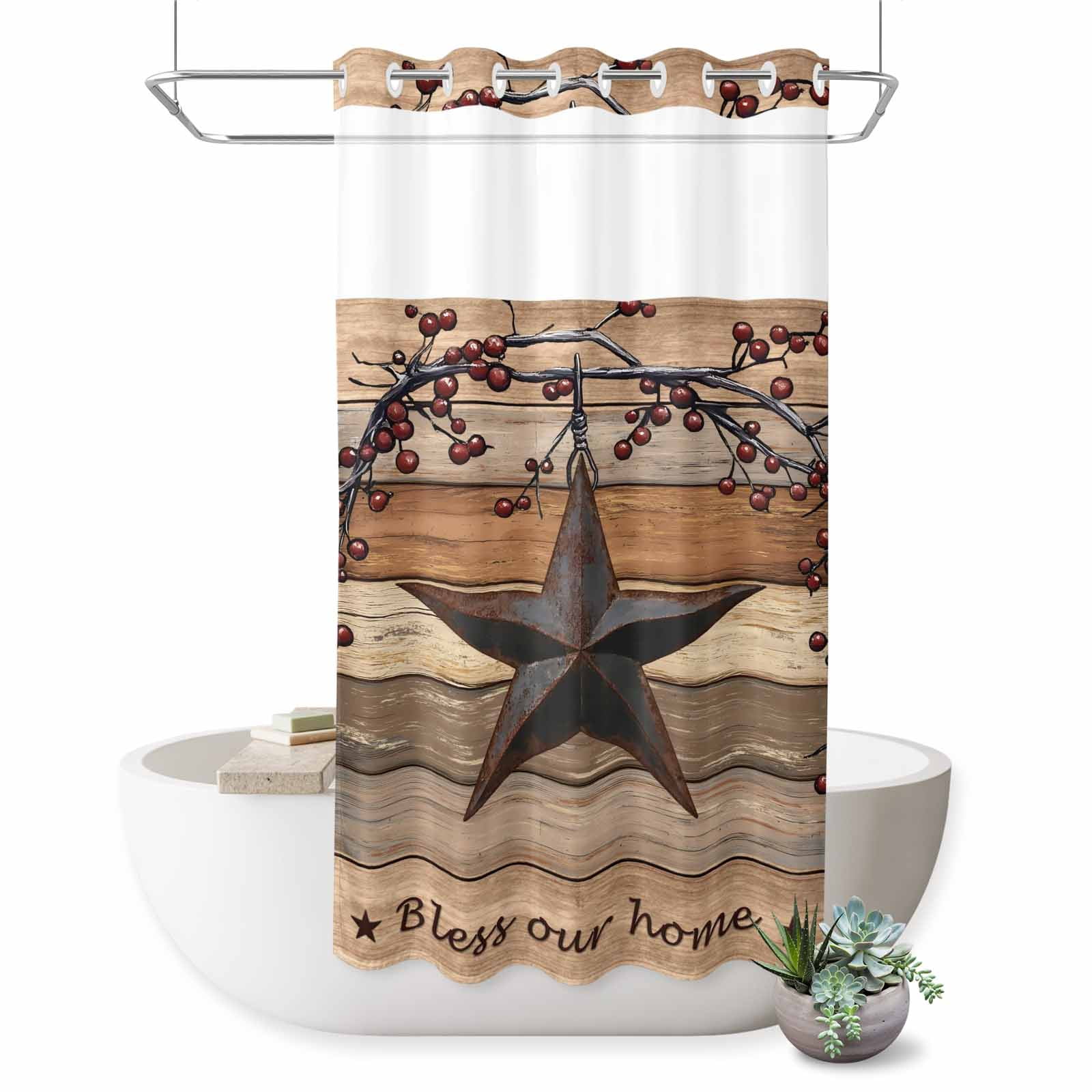No Hook Shower Curtain, Texas Star Vintage Shower Curtains for Bathroom ...
