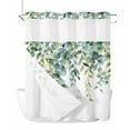 No Hook Shower Curtains with Snap-in Liner Set, Eucalyptus Green ...